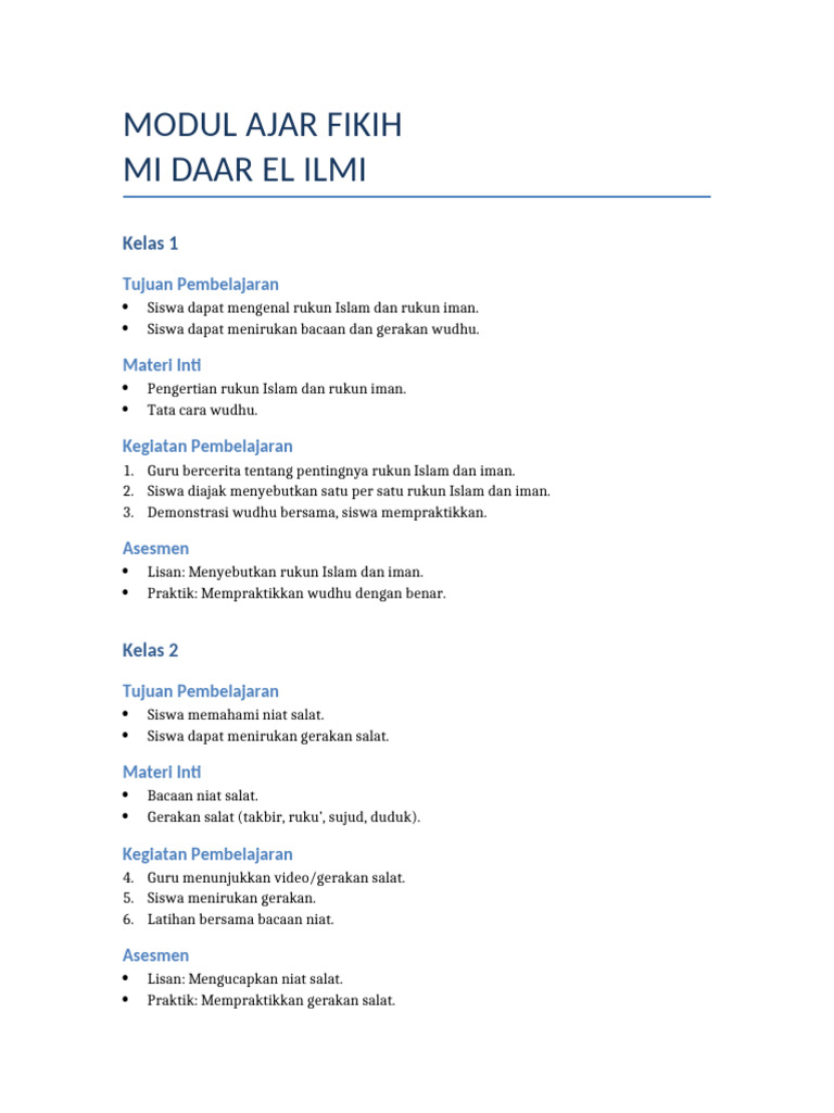 Modul Ajar Fikih Mi Daar El Ilmi | PDF