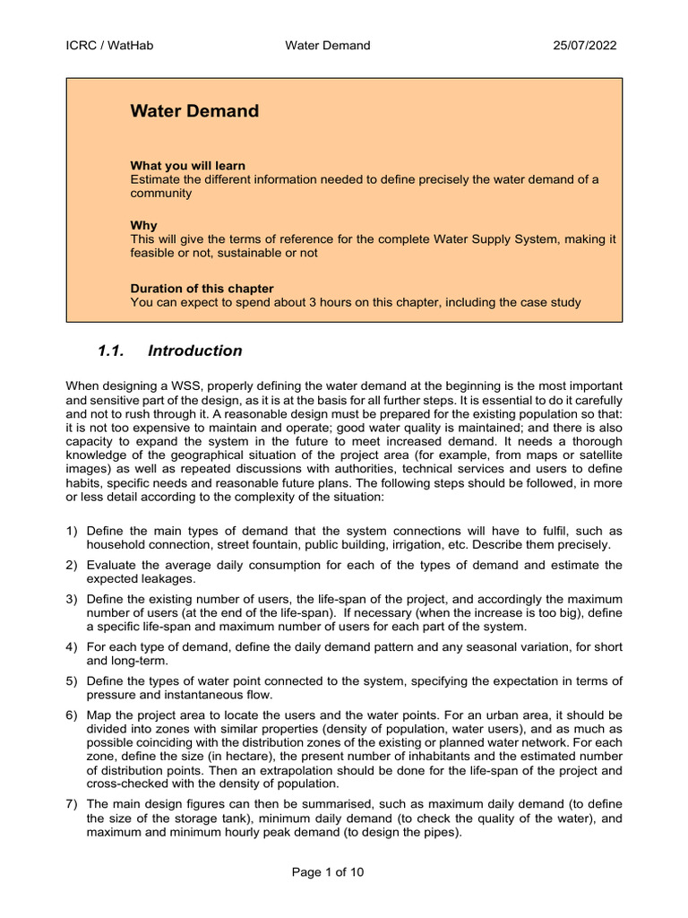 01-Water Demand Explanation | PDF | Leak | Water