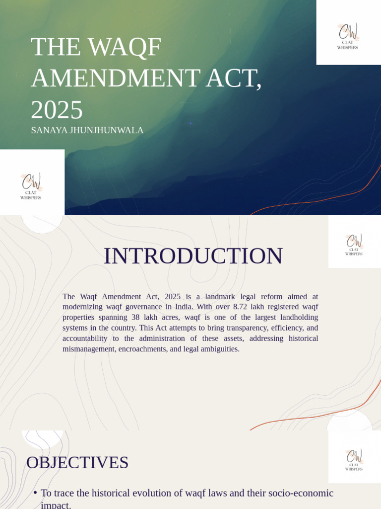 The Waqf Amendment Act, 2025: Sanaya Jhunjhunwala | PDF | Mughal Empire