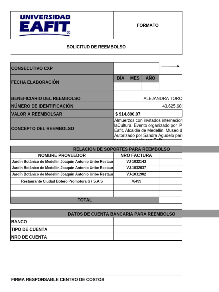 Solicitud de Reembolso | PDF