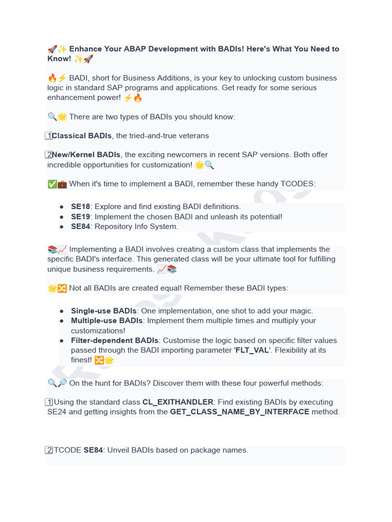 BADI Enhancement | PDF | Kernel (Operating System) | Information Technology