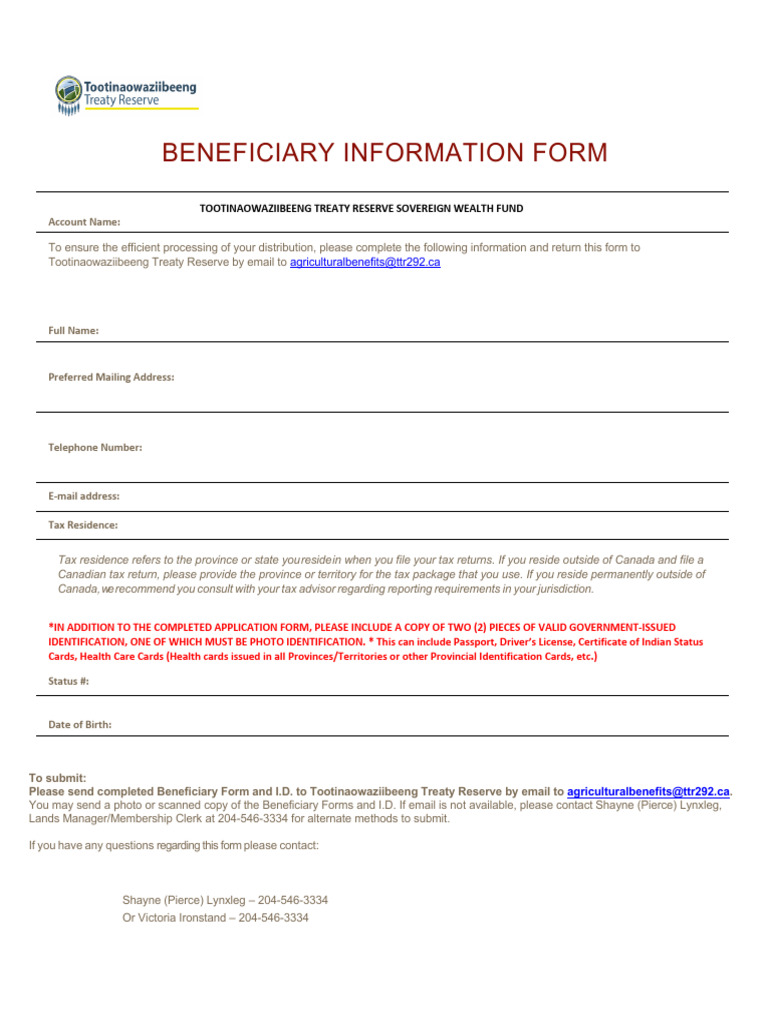 Beneficiary Information Form Guide | PDF | Identity Document | Wire ...