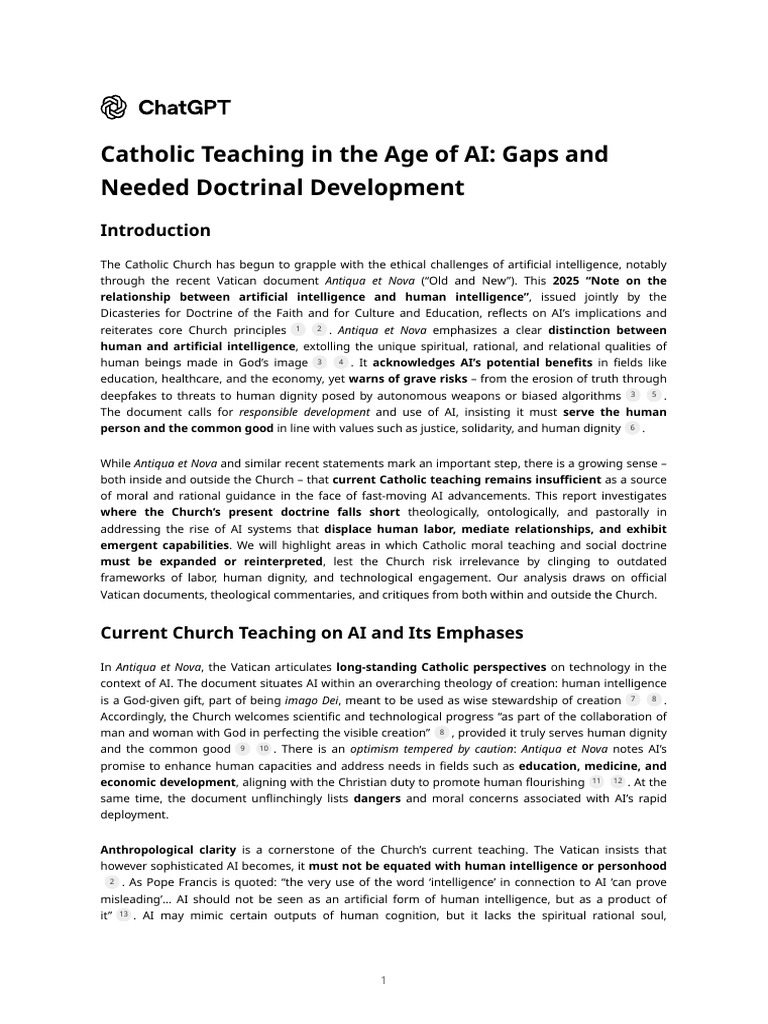 Catholic Teaching in The Age of AI - Gaps and Needed Doctrinal ...