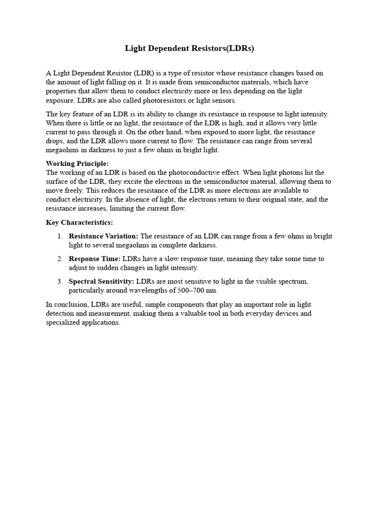 Light Dependent Resistors | PDF