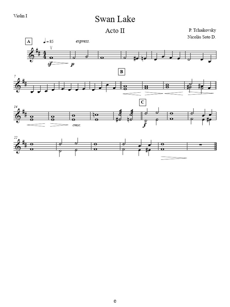 General, Swan Lake - Tchaikovsky - Violin I | PDF