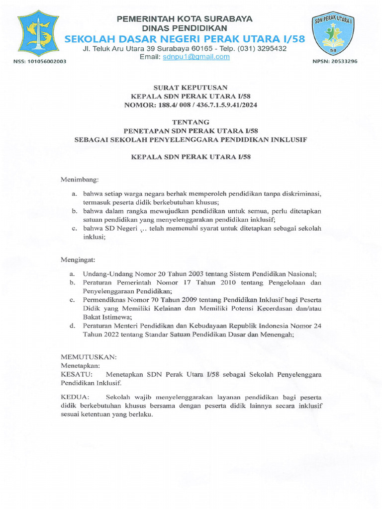 SK SEKOLAH INKLUSI - Organized | PDF