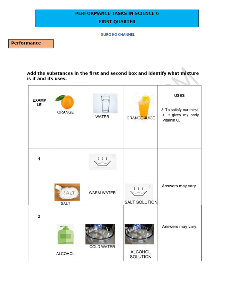 SCIENCE Q1 Performance Task | PDF