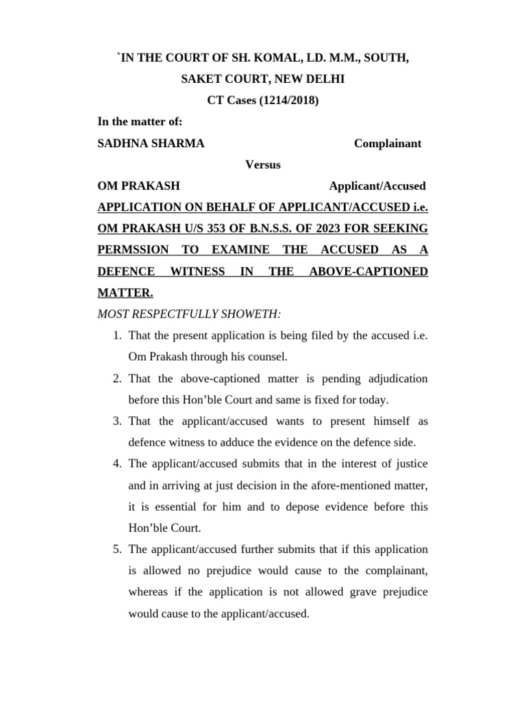 315 Application Mukesh Saini | PDF | Justice | Crime & Violence