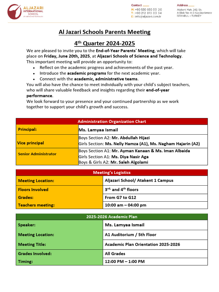 Parents Meeting Letter Q4 | PDF