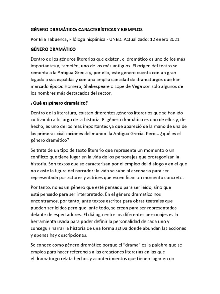 Anexo 2c Ejemp. Género Dramatico | PDF | Teatro