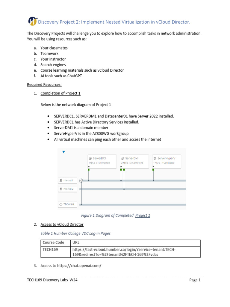 TECH169 W24 Discovery Project 2 Implement Nested Virtualization | PDF | Hyper V | Virtual Machine