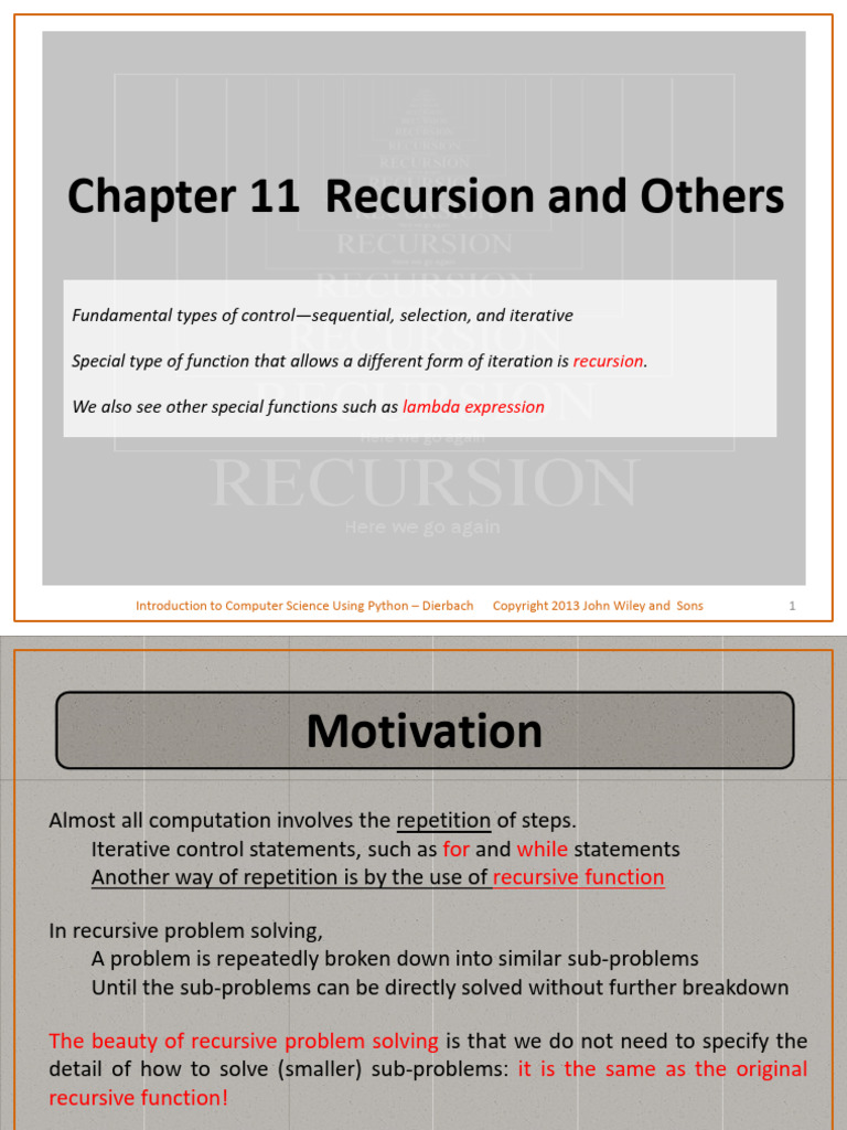 984 Ch11-Recursion-Summary | PDF | Recursion | Anonymous Function