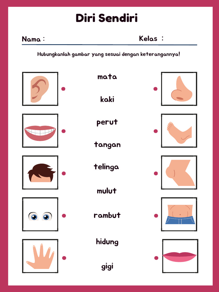 Lembar Kerja TK Tema Diri Sendiri Merah Sederhana | PDF