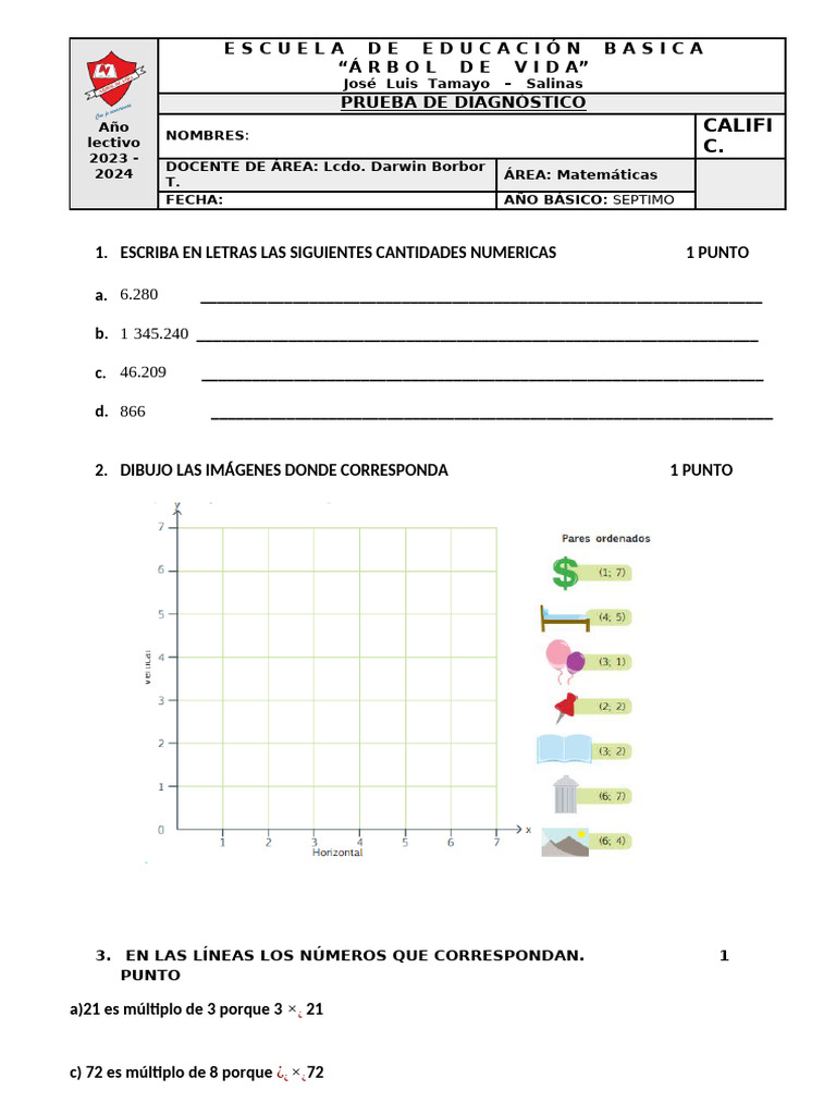 Diagnostico Matematicas Septimo 2023 | PDF | Matemáticas