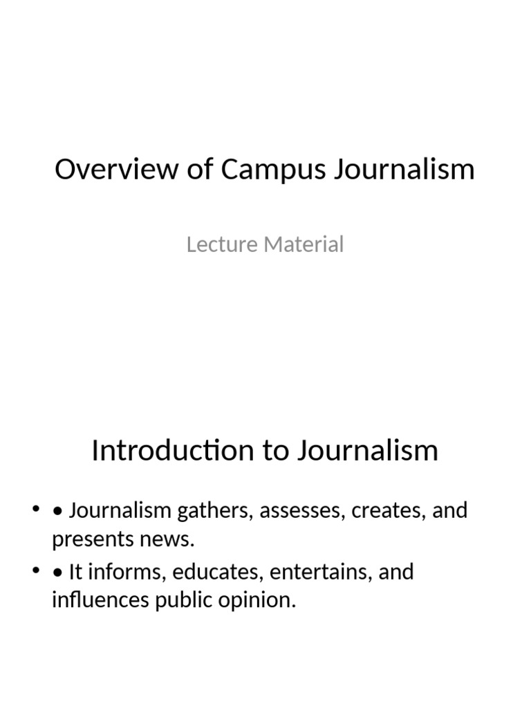 Overview of Campus Journalism | PDF