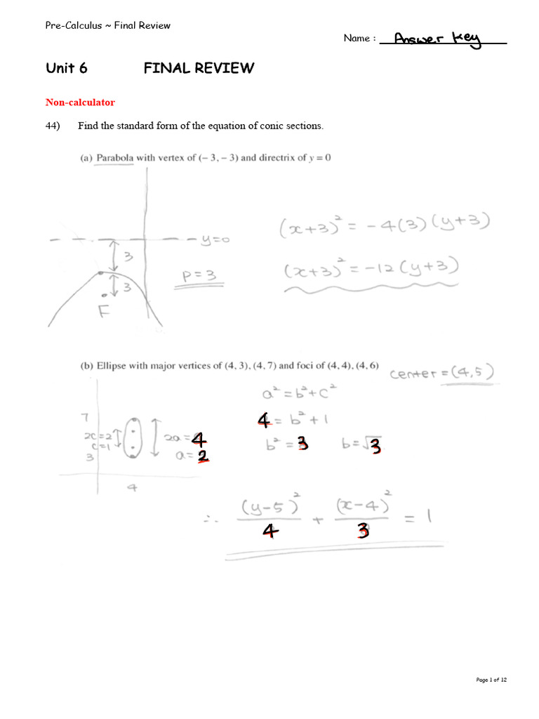 Unit 6 Final Review ANSWERS | PDF | Differential Geometry | Mathematical Physics