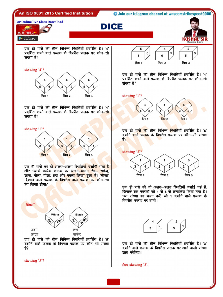 Dice Test Paper by Kushal Sir | PDF | Chess Theory | Chess