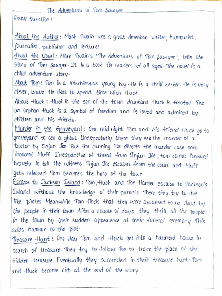 Tom Sawyer Essay | PDF