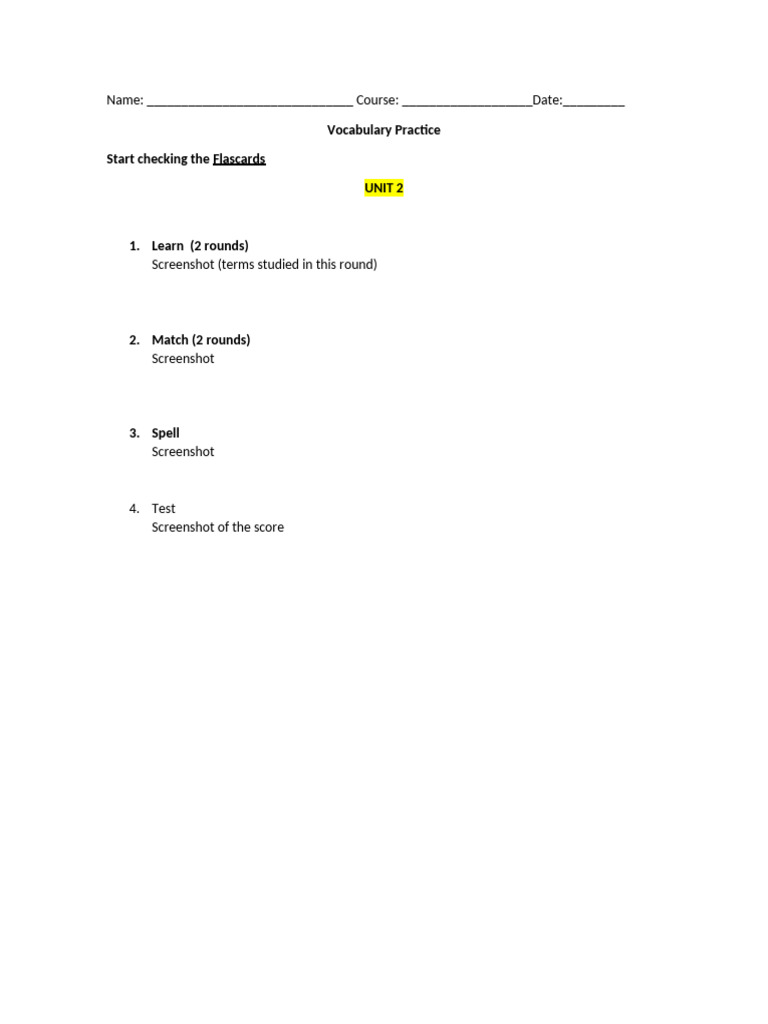 Vocabulary Practice Progress Tracker | PDF