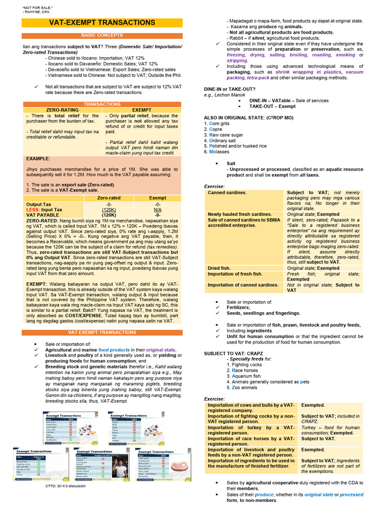 VAT-Exempt and Zero-Rated Transactions | PDF | Value Added Tax | Health ...