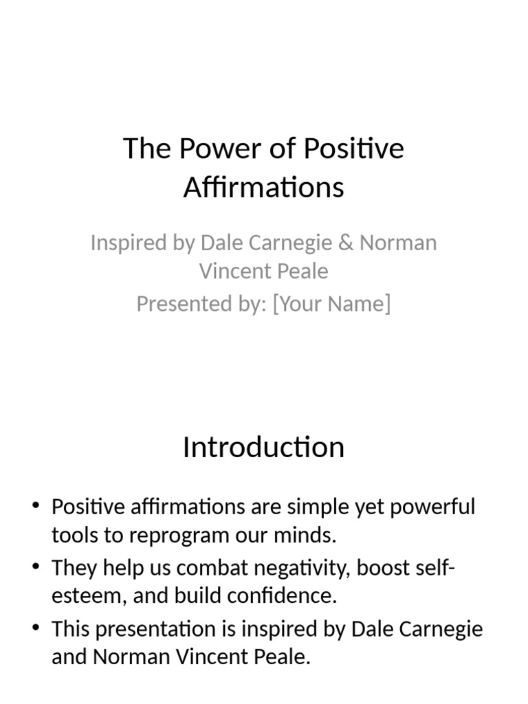 The Power of Positive Affirmations Presentation | PDF