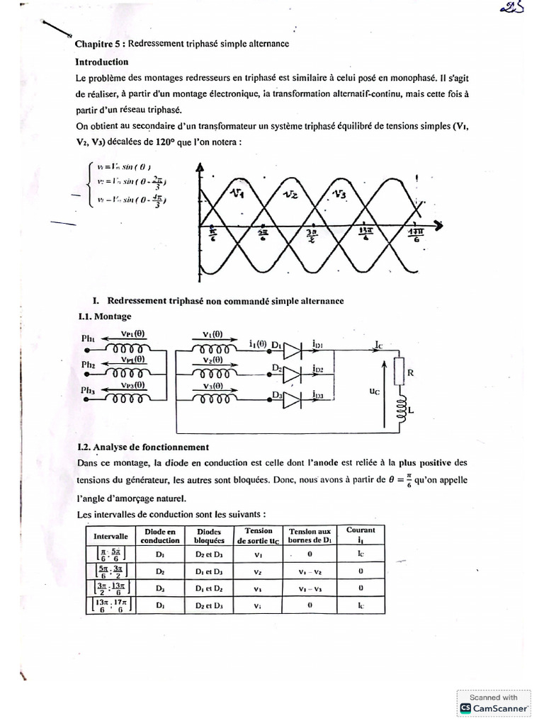 Redressement Triphasé Simple Alternance | PDF