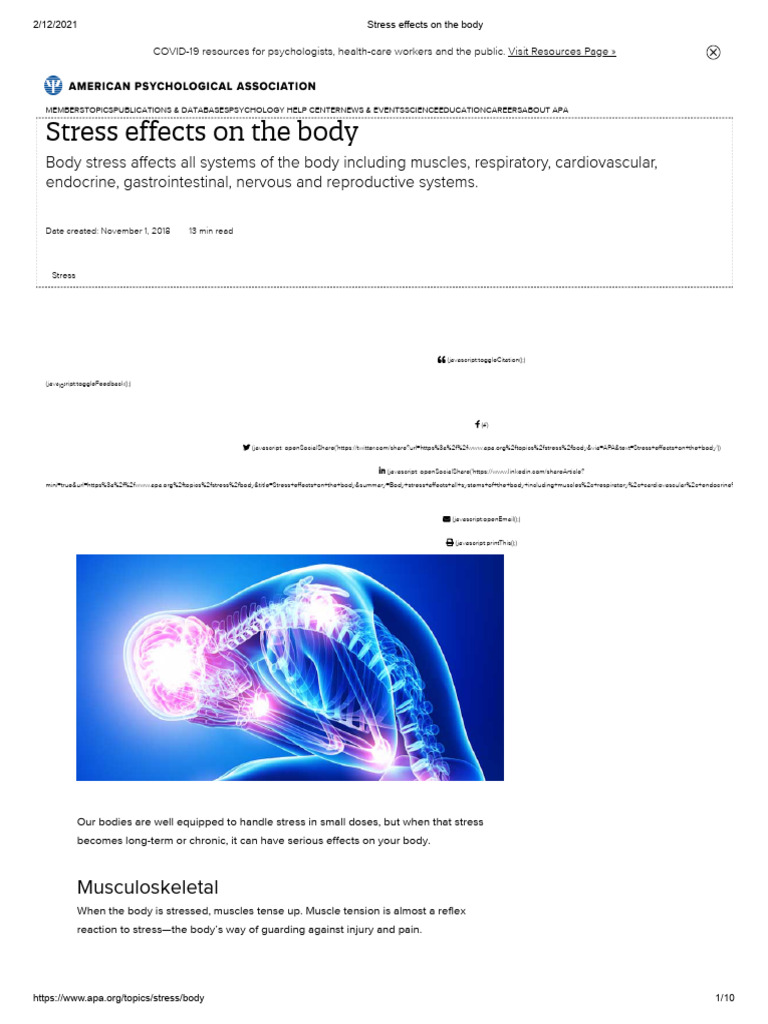 Stress Effects On The Body - APA | PDF | Stress (Biology) | Respiratory ...