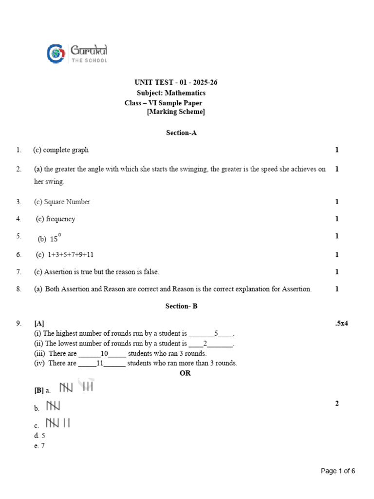 6 - MATHS - UT 01 - AK - Sample Paper | PDF