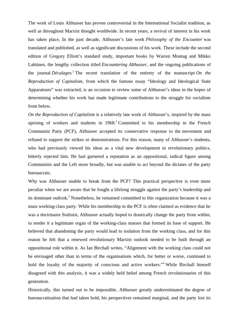 Althusser and Ideology | PDF | Louis Althusser | Ideologies