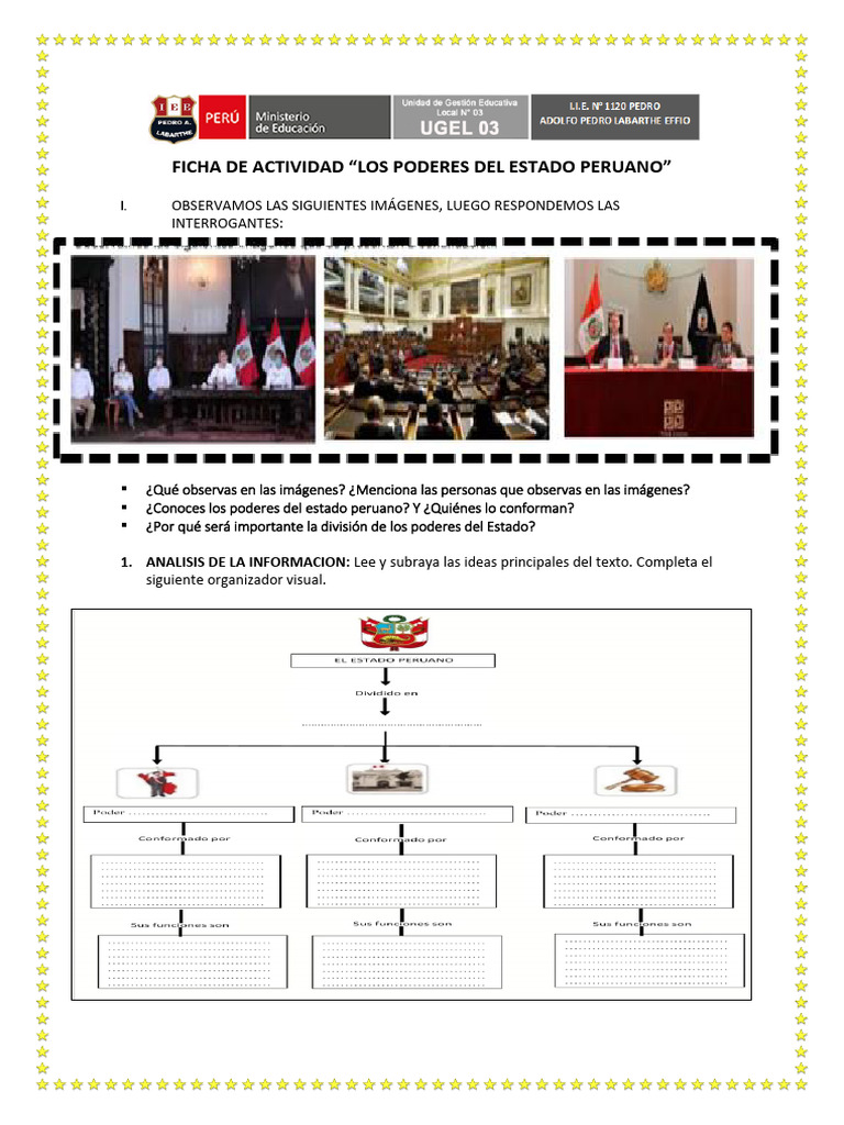 Ficha de Actividad - DPCC 5to II Bim - Poderes Del Estado II Bim. | PDF