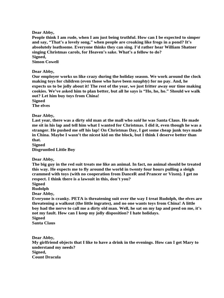 Humorous Letters to Dear Abby | PDF