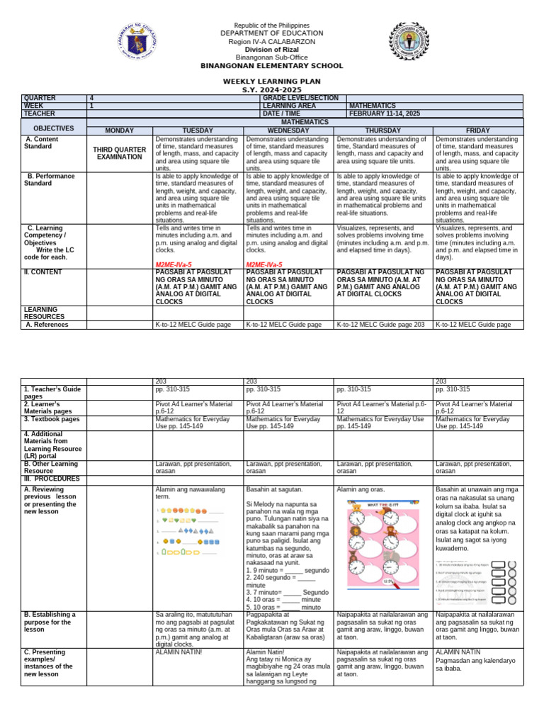 WLP Mathematics Q4 Week1 | PDF