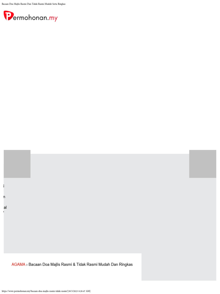 Bacaan Doa Majlis Rasmi Dan Tidak Rasmi Mudah Serta Ringkas | PDF