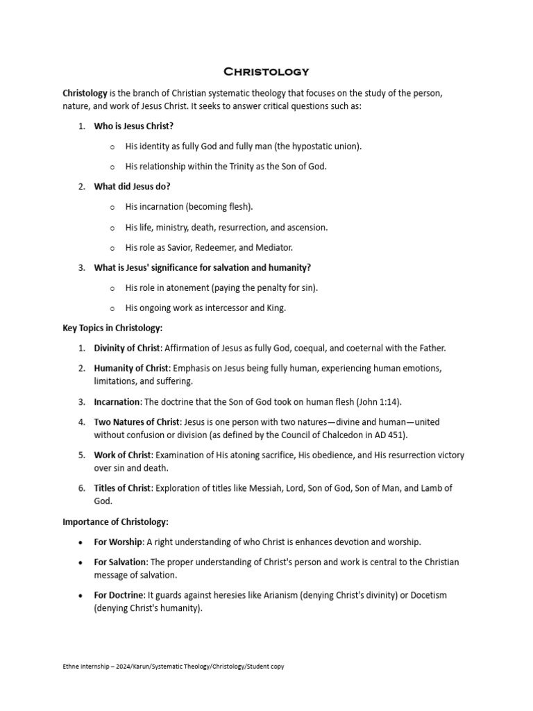 Christology - Student | PDF | Christology | Jesus