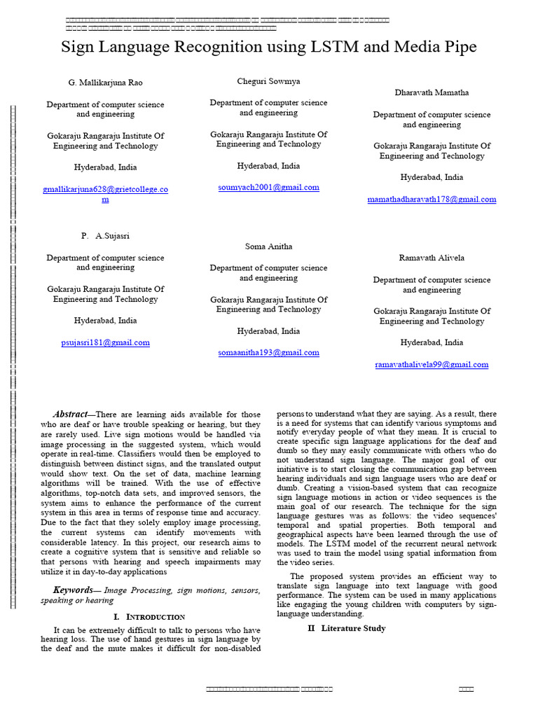 LSTM-Based Sign Language Recognition | PDF | Deep Learning | Sign Language