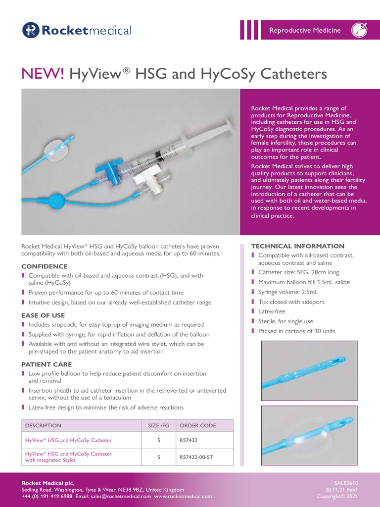 HyView® HSG and HyCoSy Catheters | PDF | Catheter | Syringe