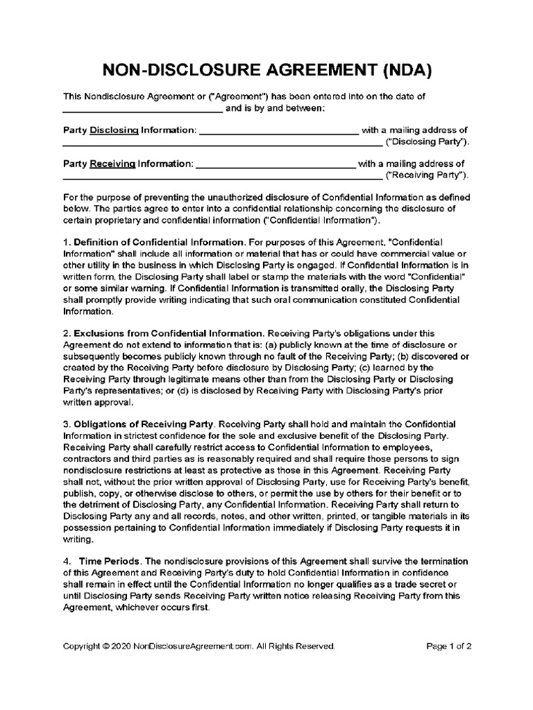 Basic Non Disclosure Agreement PDF | PDF