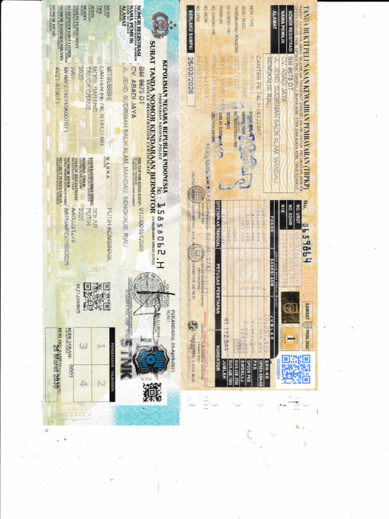 Pajak STNK BM 8675 DT 2026 - Foco New | PDF