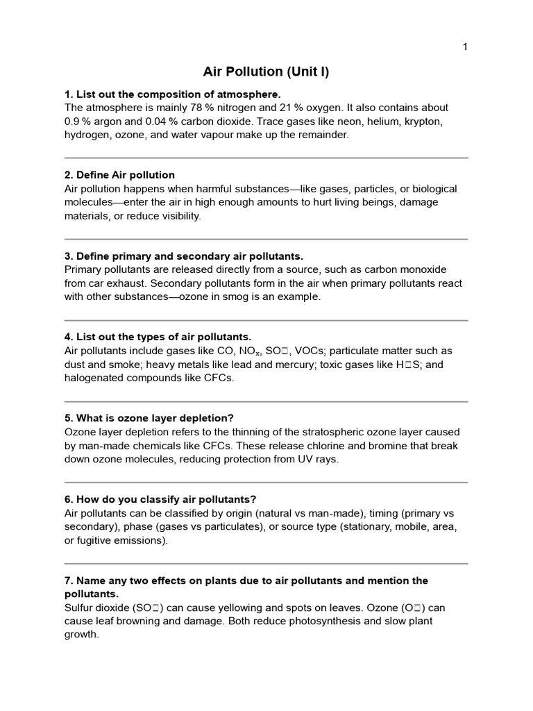 ES 2 Marks Question Bank | PDF | Water Pollution | Waste