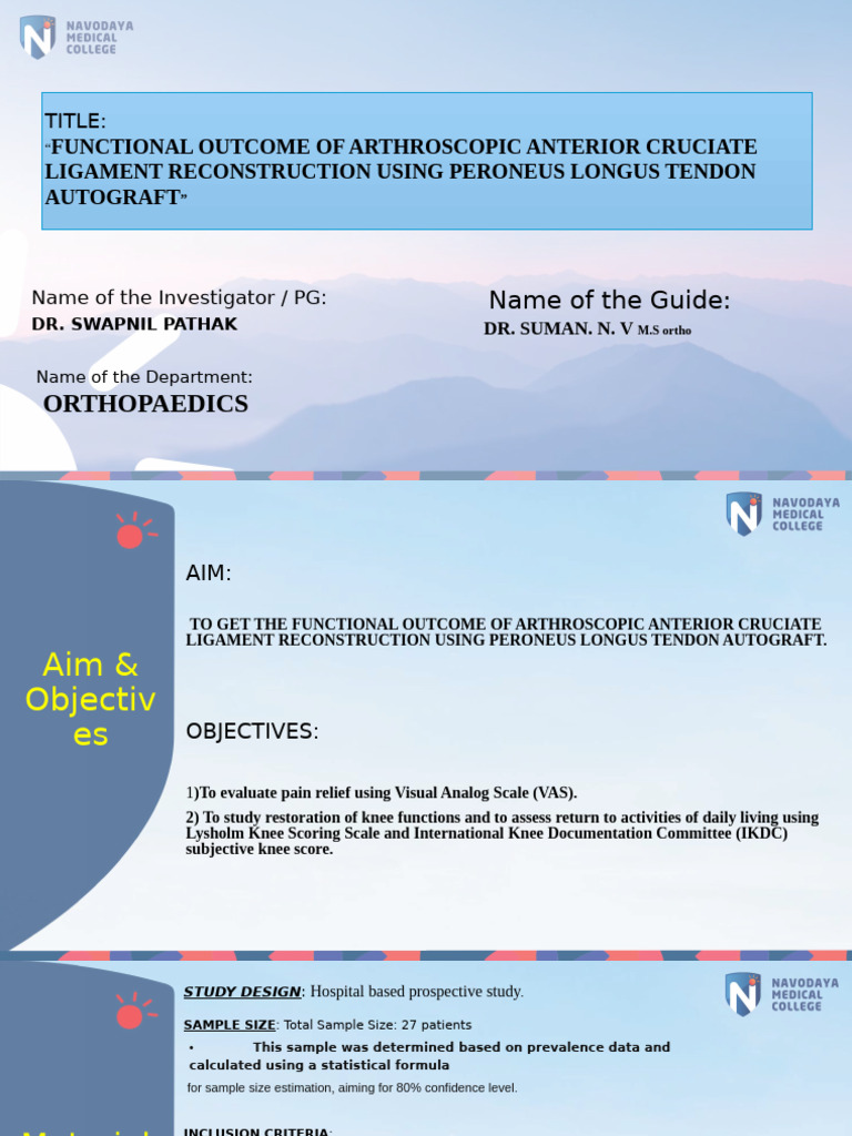 Presentation Swapnil Finalll | PDF | Knee | Diseases And Disorders