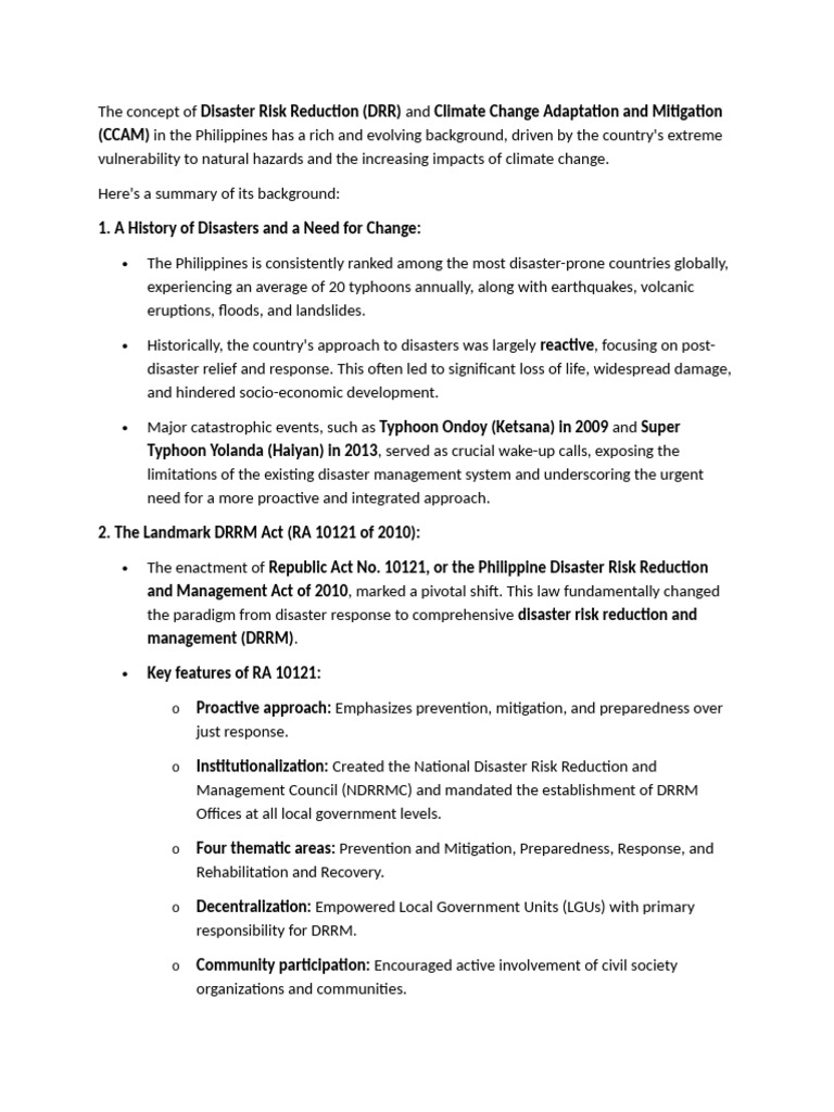 Disaster Risk Reduction (DRR) and Climate Change Adaptation and ...