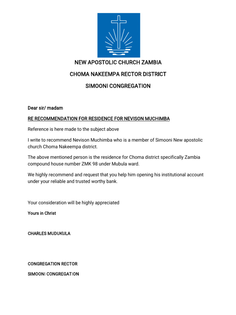 Recommendation for Nevison Muchimba | PDF