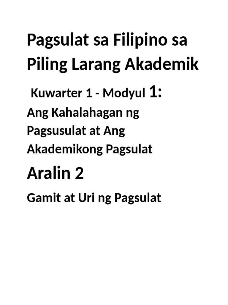 Module 1 Aralin 2 | PDF