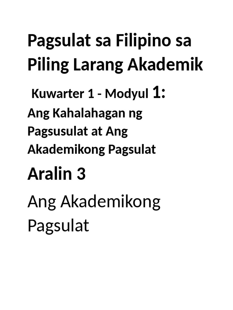 Module 1 Aralin 3 | PDF