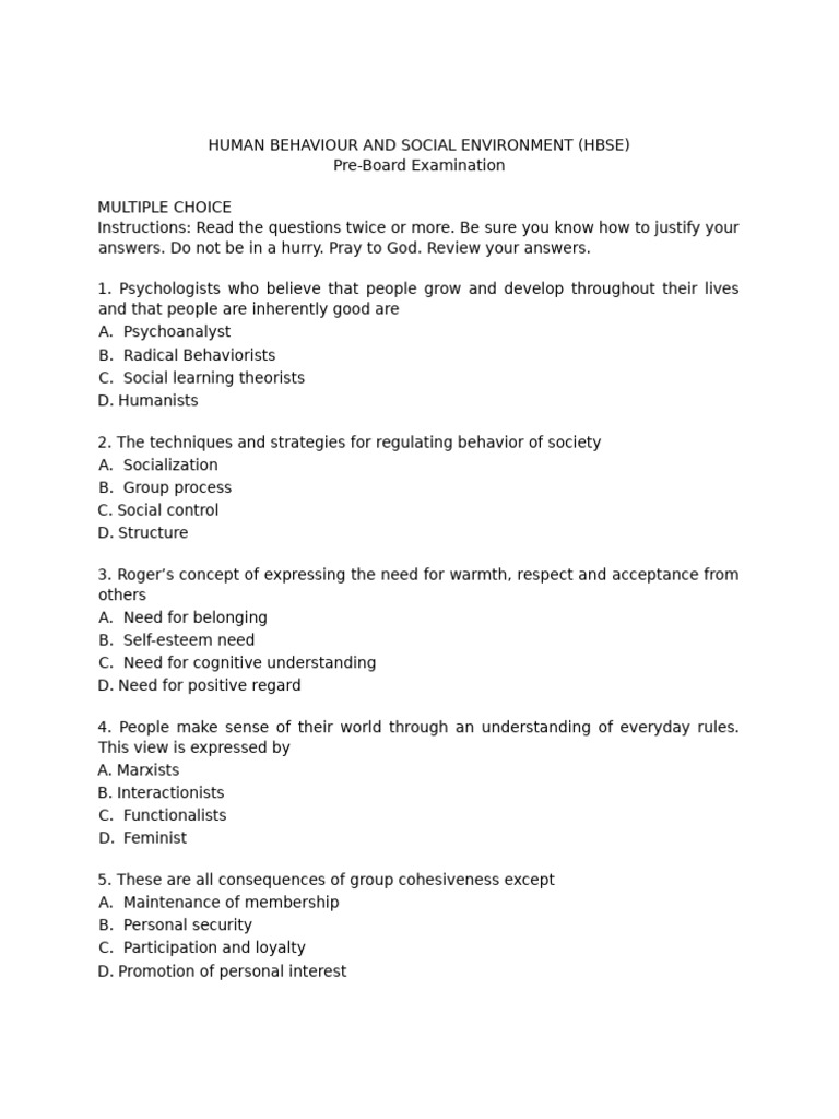 Human Behaviour and Social Environment | PDF | Unconscious Mind ...