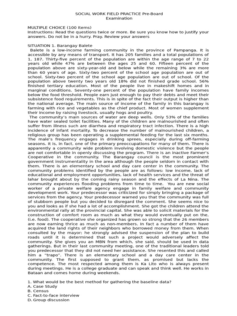 Social Work Community Assessment Guide | PDF | Mental Disorder | Social ...