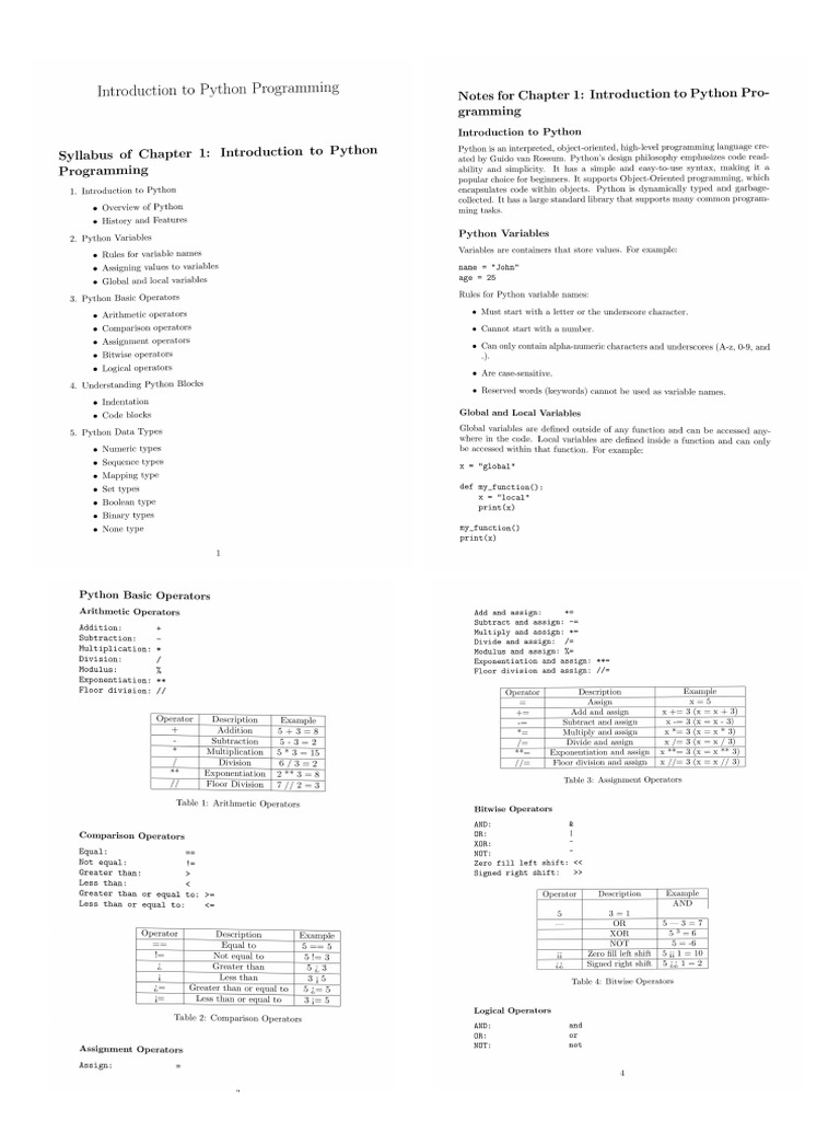 Python All Notes-1 | PDF