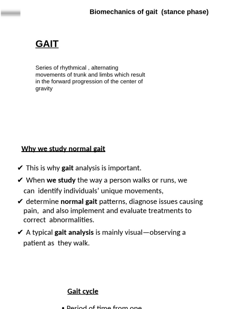 Understanding Gait: Stance Phase Analysis | PDF | Foot | Diseases And ...