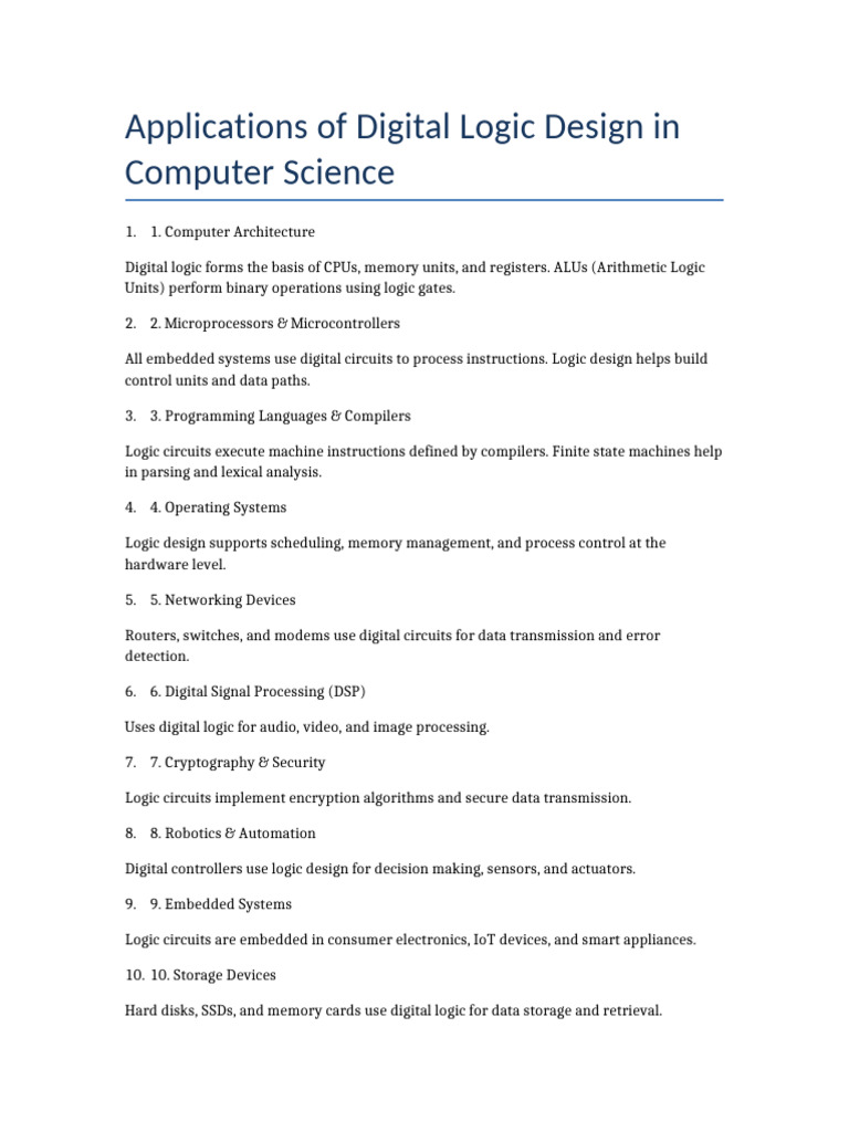 Applications of Digital Logic Design | PDF
