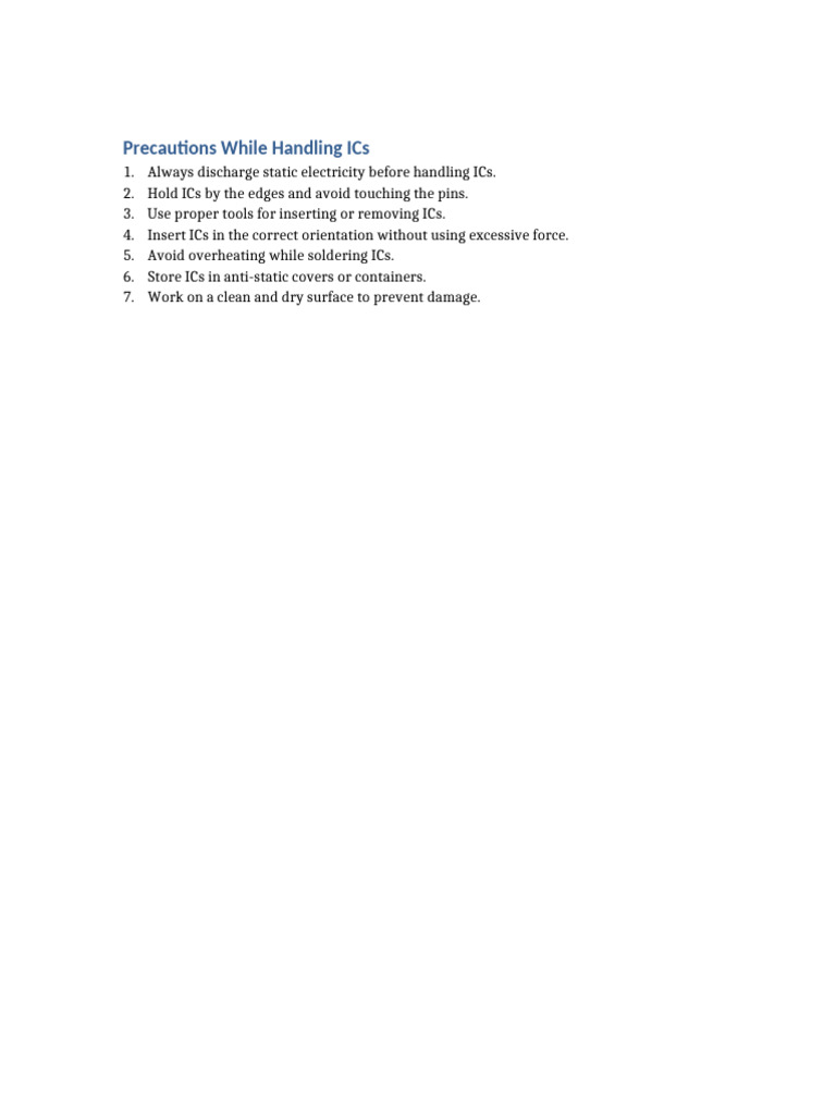 Precautions While Handling ICs | PDF